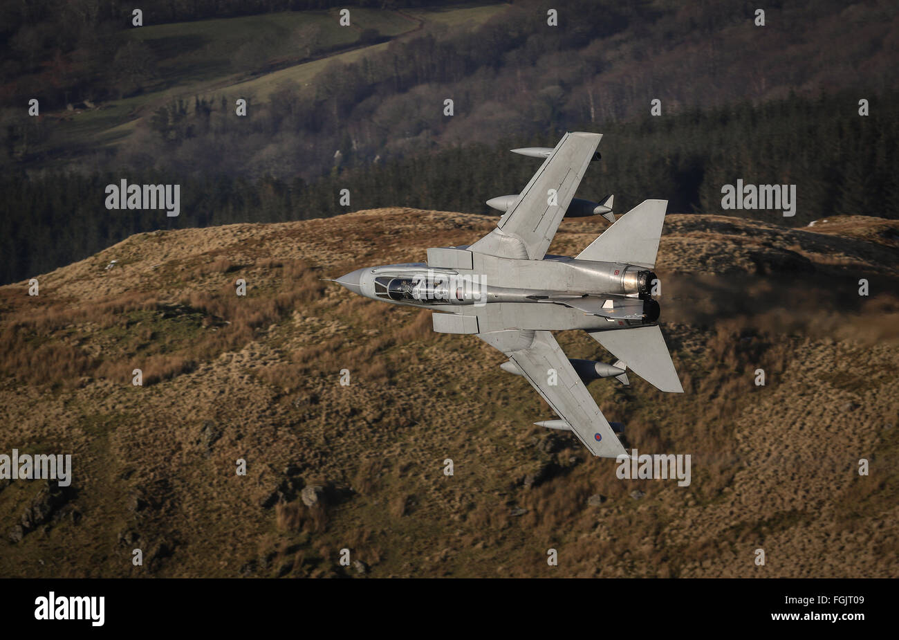 RAF Panavia Tornado GR4 approaching the Mach Loop in North Wales Stock ...