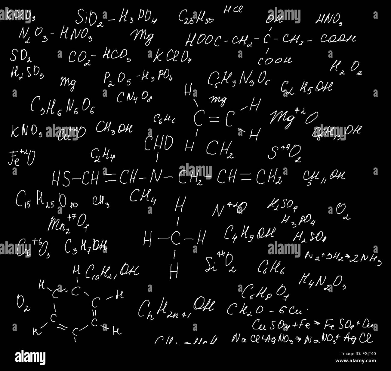 drawing the chemical theme on a black background Stock Photo - Alamy