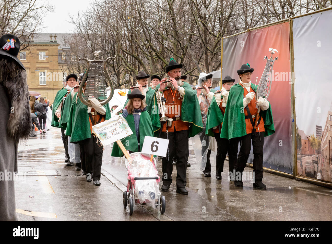 marching band under rain at Carnival parade, Stuttgart Stock Photo - Alamy