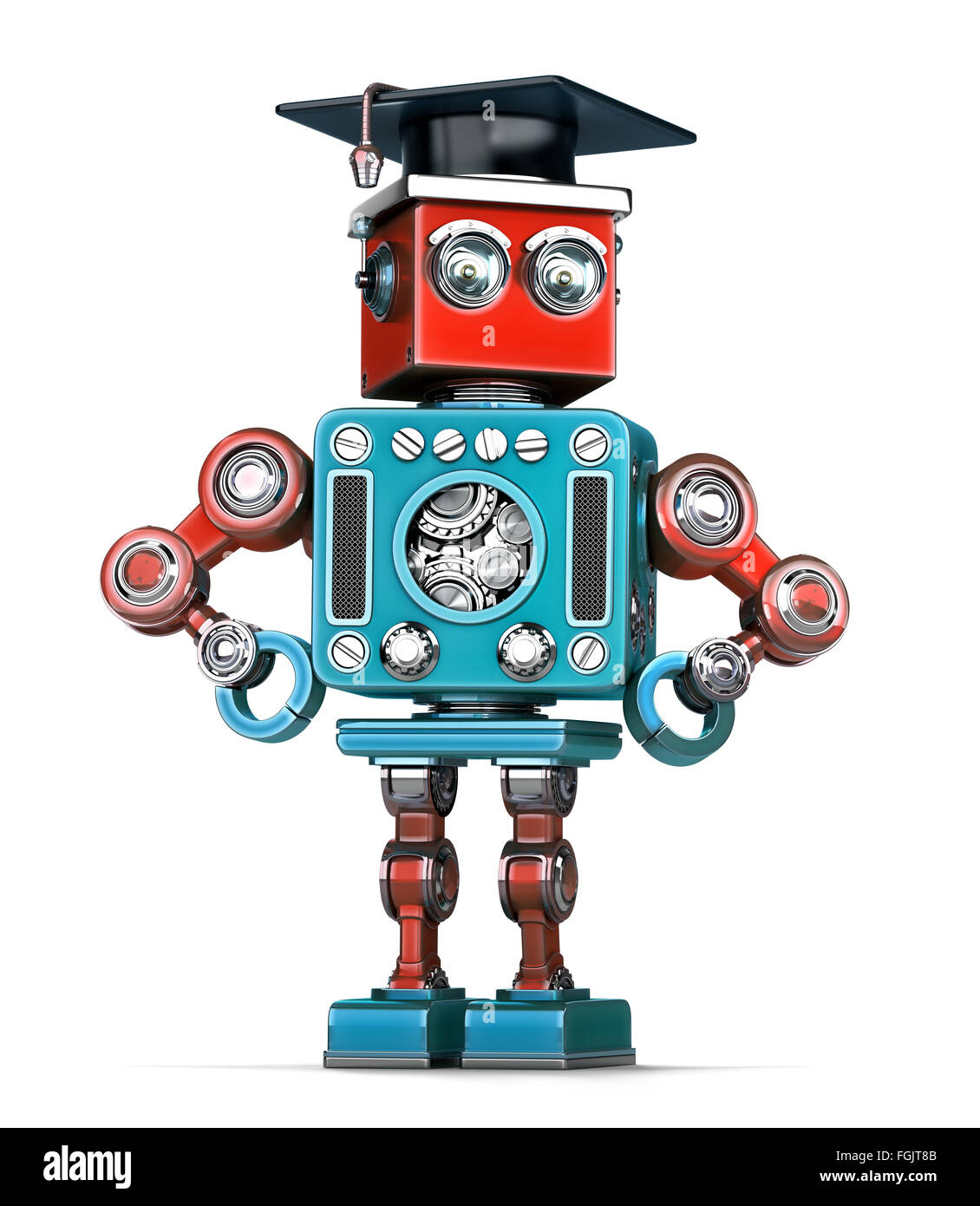 Graduation Retro Robot. Isolated over white. Contains clipping path ...