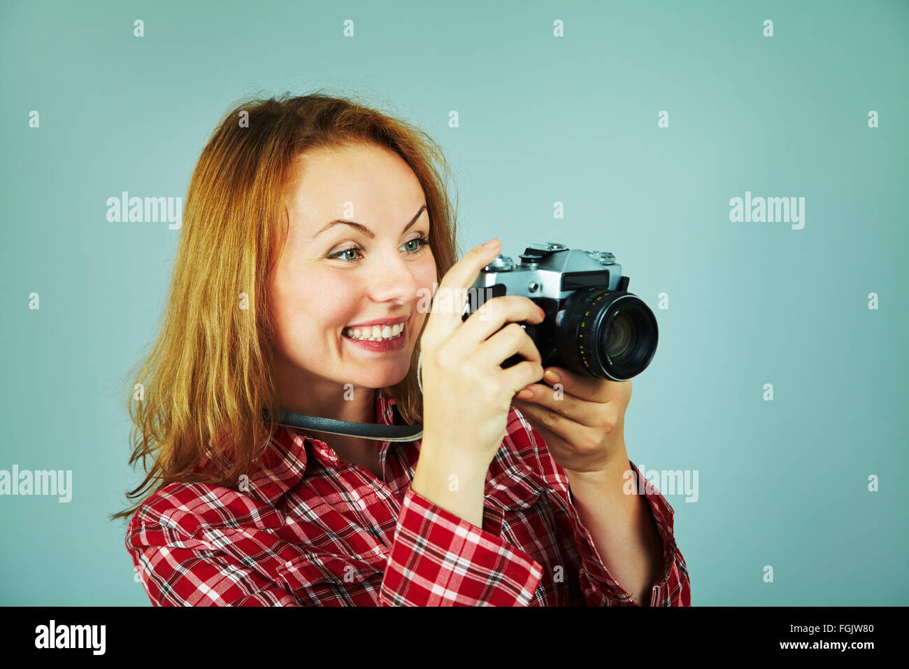 girl with photo camera Stock Photo - Alamy