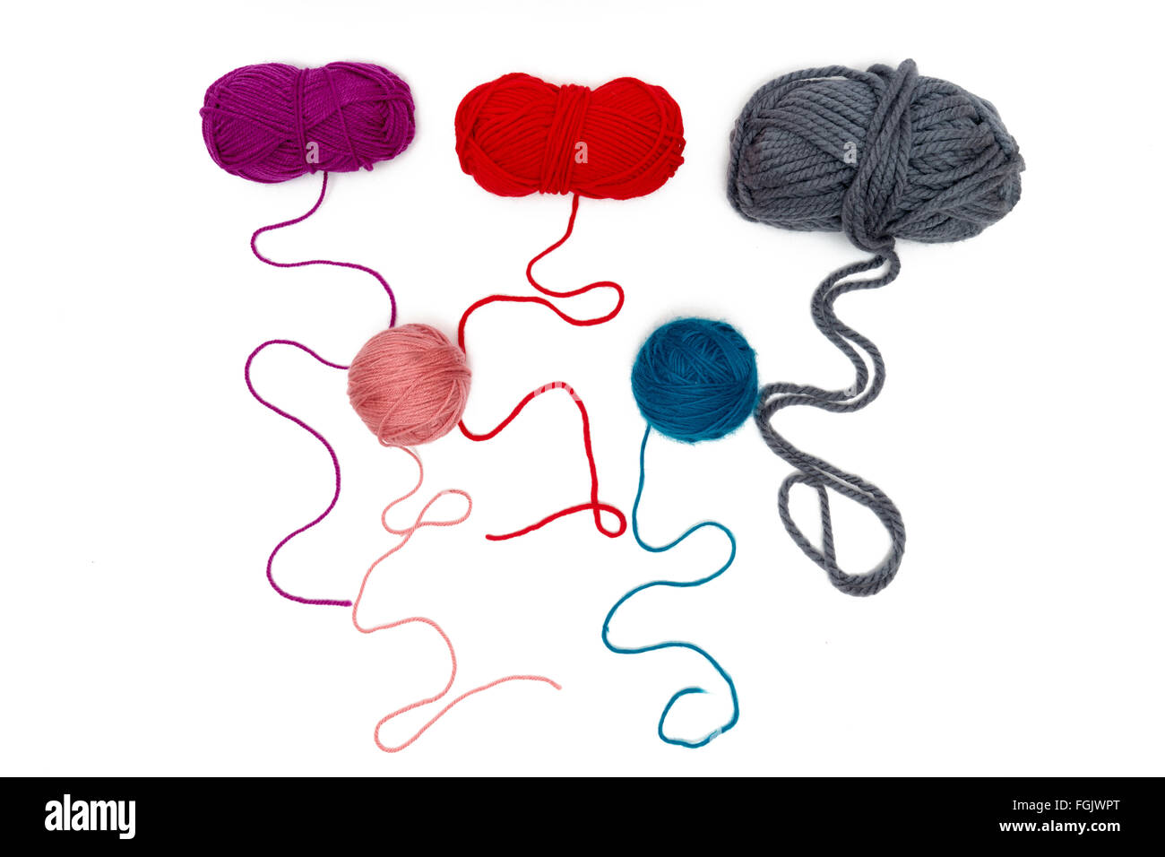 Balls of yarn isolated on white background Stock Photo - Alamy
