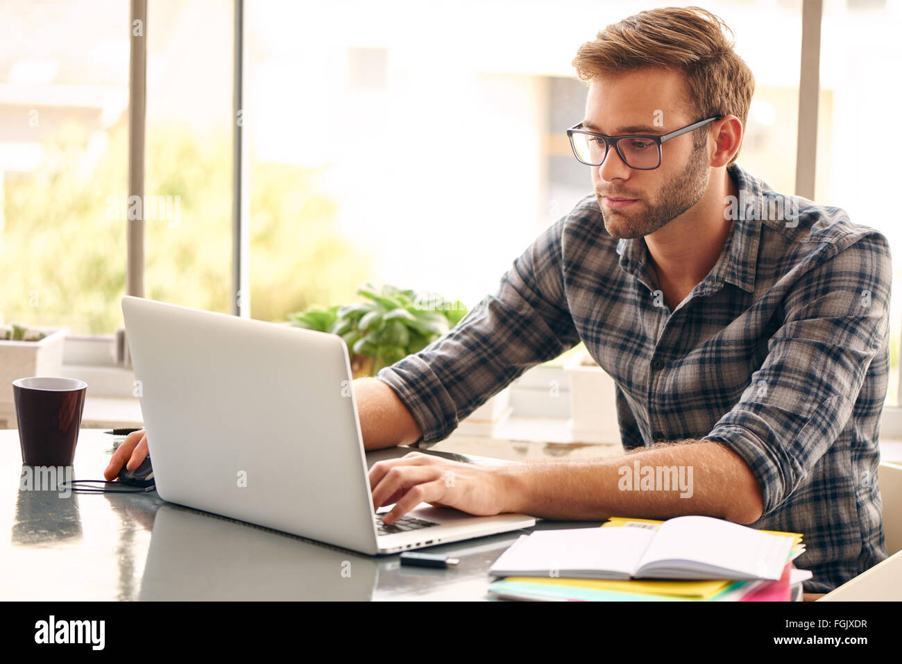 Self employed business person working from home Stock Photo - Alamy