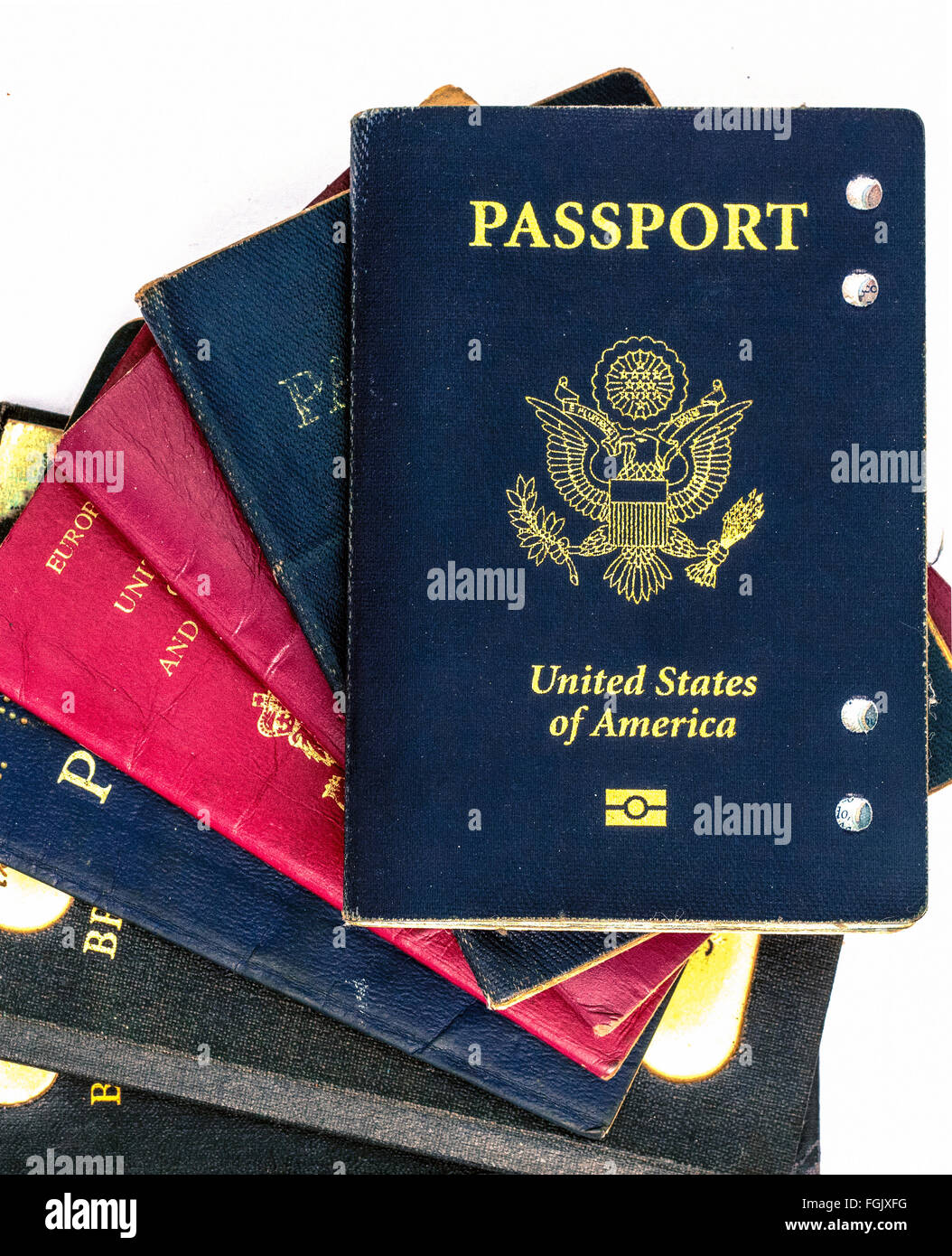 lots of old passports Stock Photo - Alamy