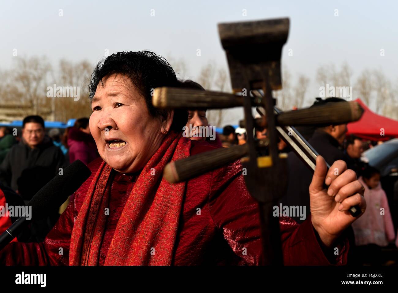 Baofeng, China's Henan Province. 20th Feb, 2016. An artist performs ...