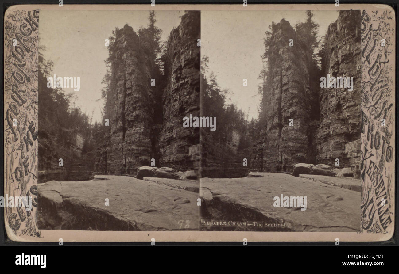A photograph of the Sentinel rock formation at Au Sable Chasm ...