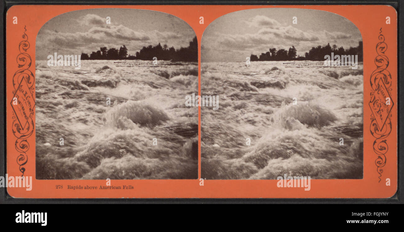Photograph of the rapids above the American Falls at Niagara. The image ...