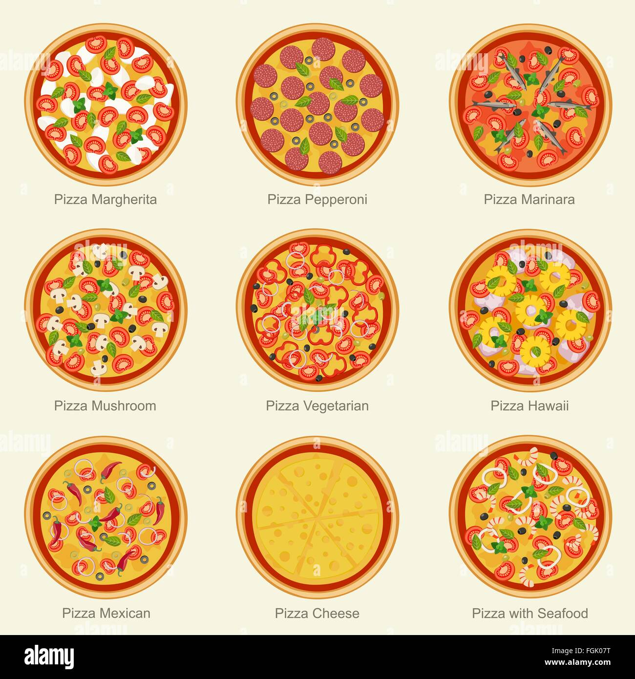 Pizza set icons Stock Vector Image & Art - Alamy