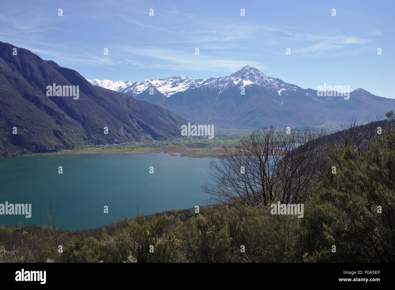 Lago di Mezzola with Monte Legnone, Lario, Italy Stock Photo - Alamy