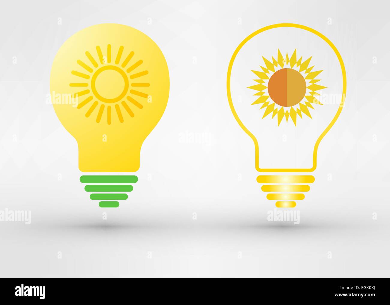 Light bulb with solar panels texture and sun. Vector eps 10 Stock ...