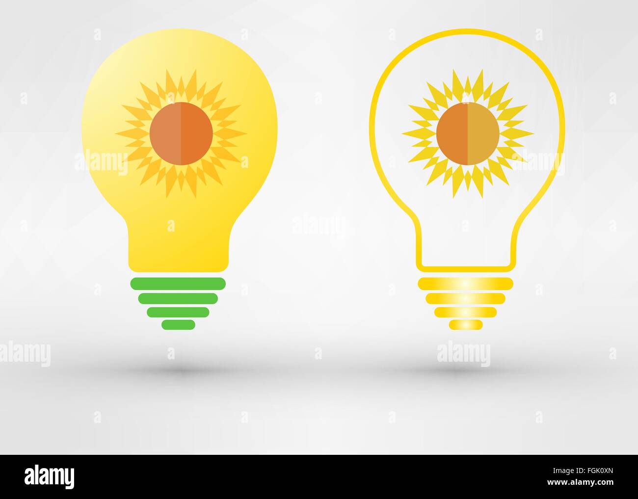Light bulb with sun. Vector eps 10 illustration Stock Vector Image ...