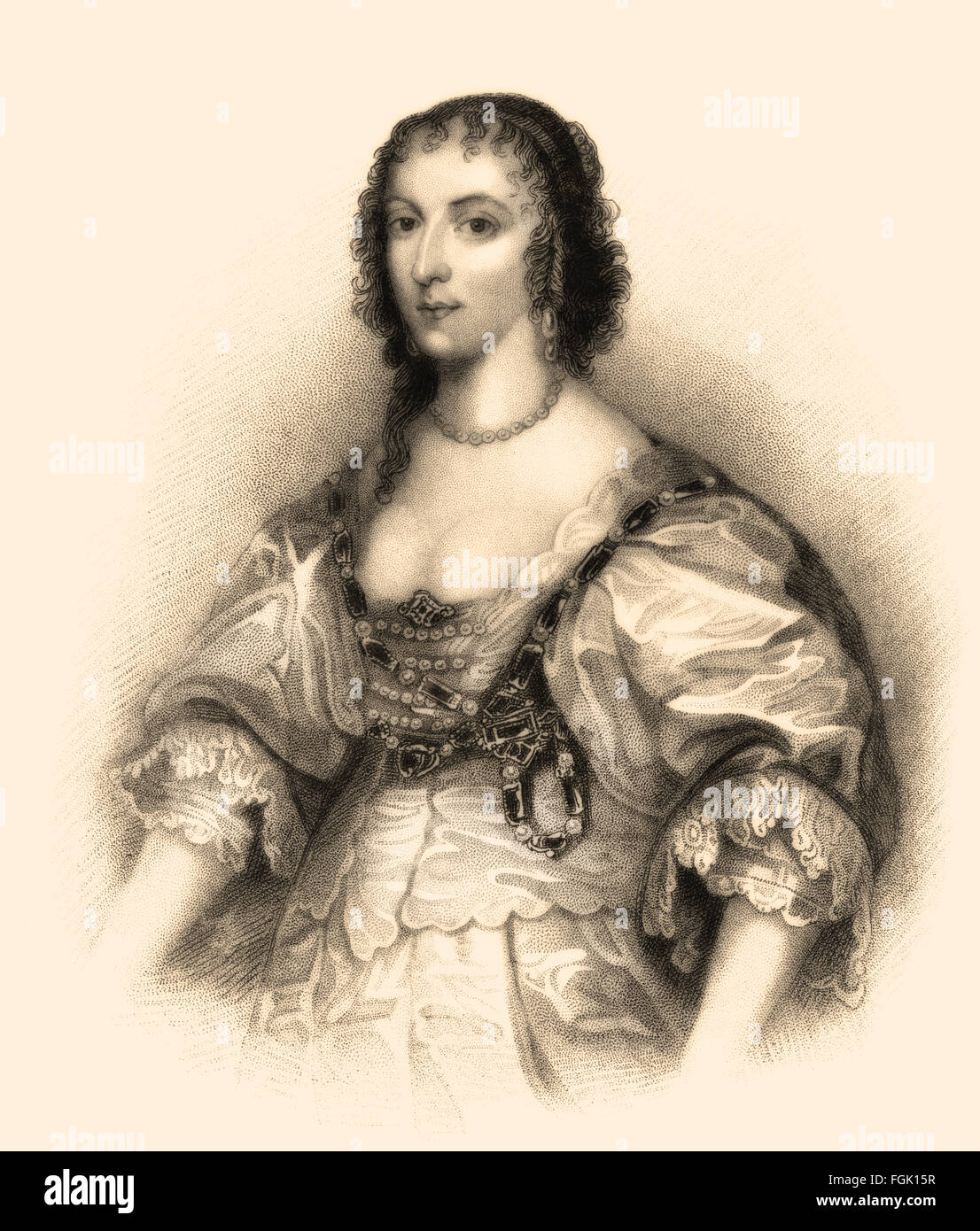 Henrietta or Henriette Maria of France, 1609-1669, queen consort of ...