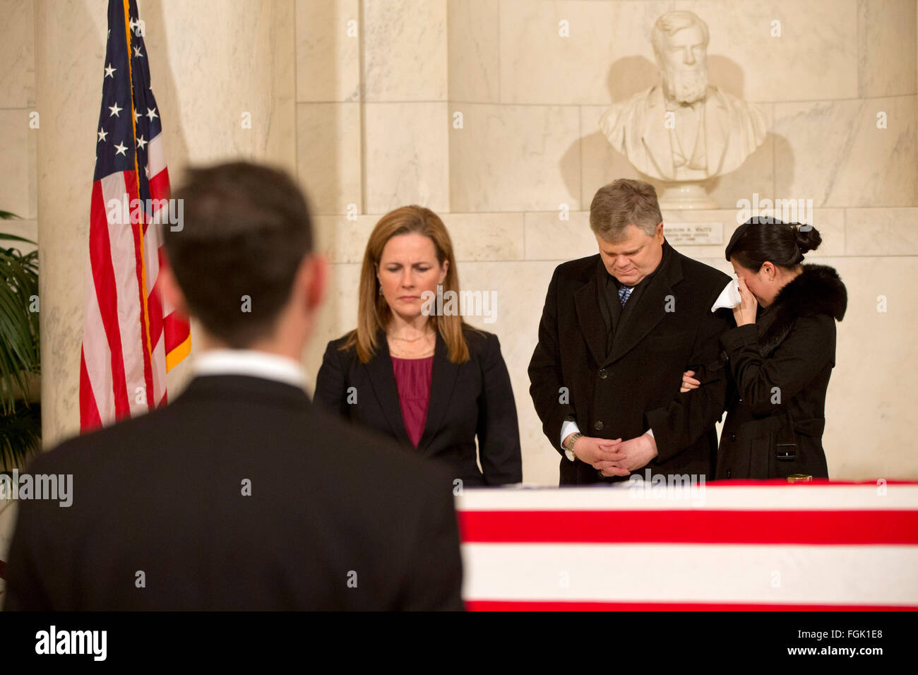 A woman cries as friends and staff of the United States Supreme Court ...