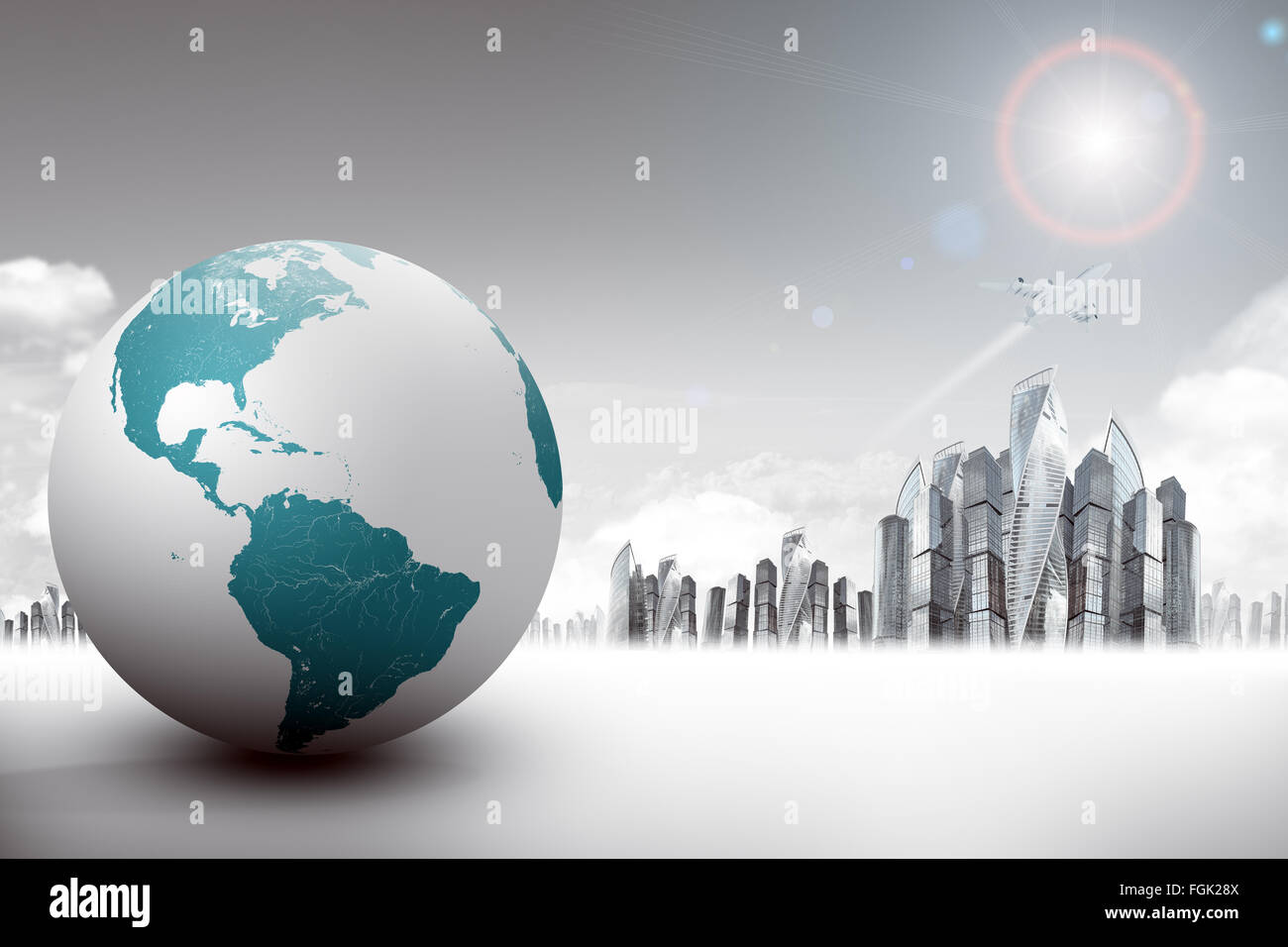 Earth globe with city Stock Photo - Alamy