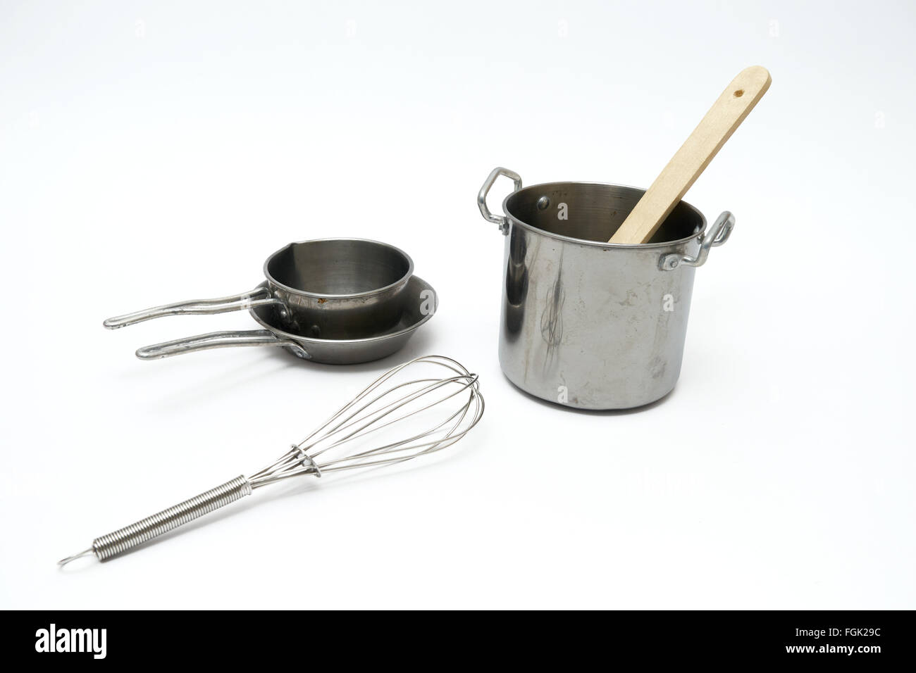 Children's plastic cooking toys, on white background Stock Photo - Alamy