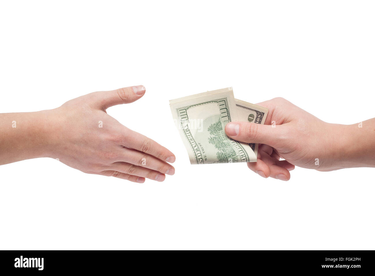 the man takes a bribe isolated on white background Stock Photo - Alamy