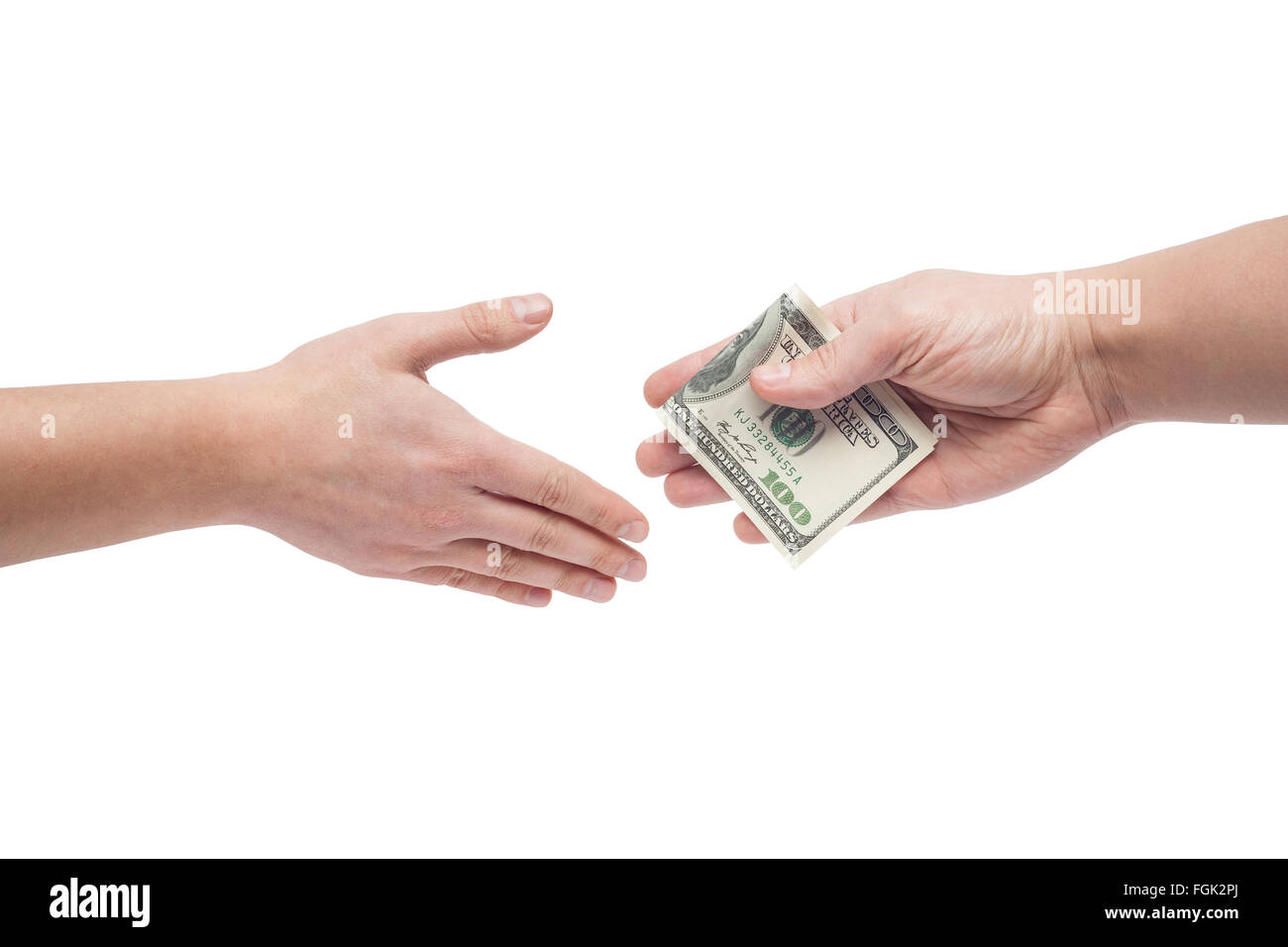 the man takes a bribe isolated on white background Stock Photo - Alamy
