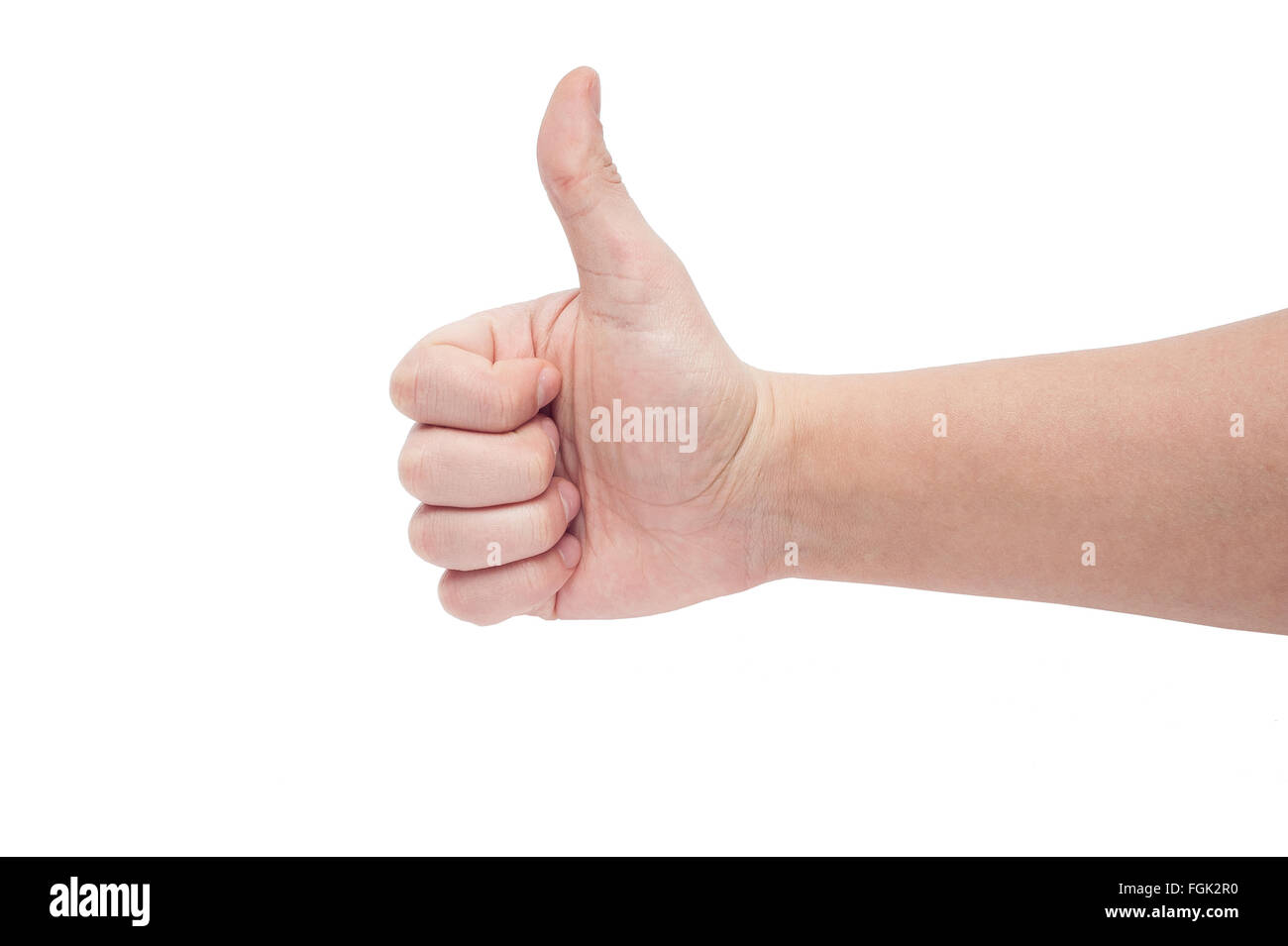 Right hand thumb up isolated on white background Stock Photo - Alamy
