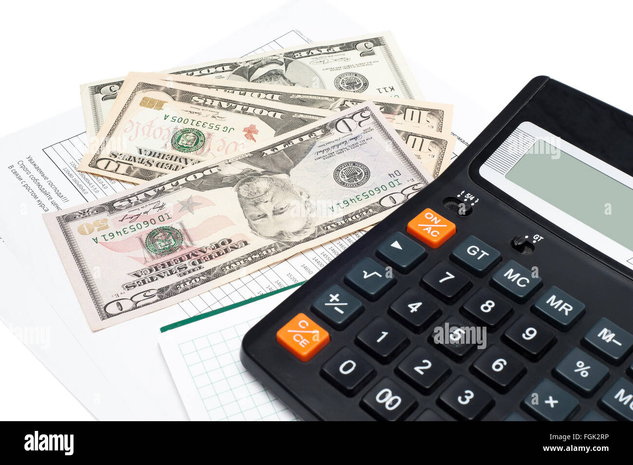 Calculator and money. Background image for finance and banking Stock ...