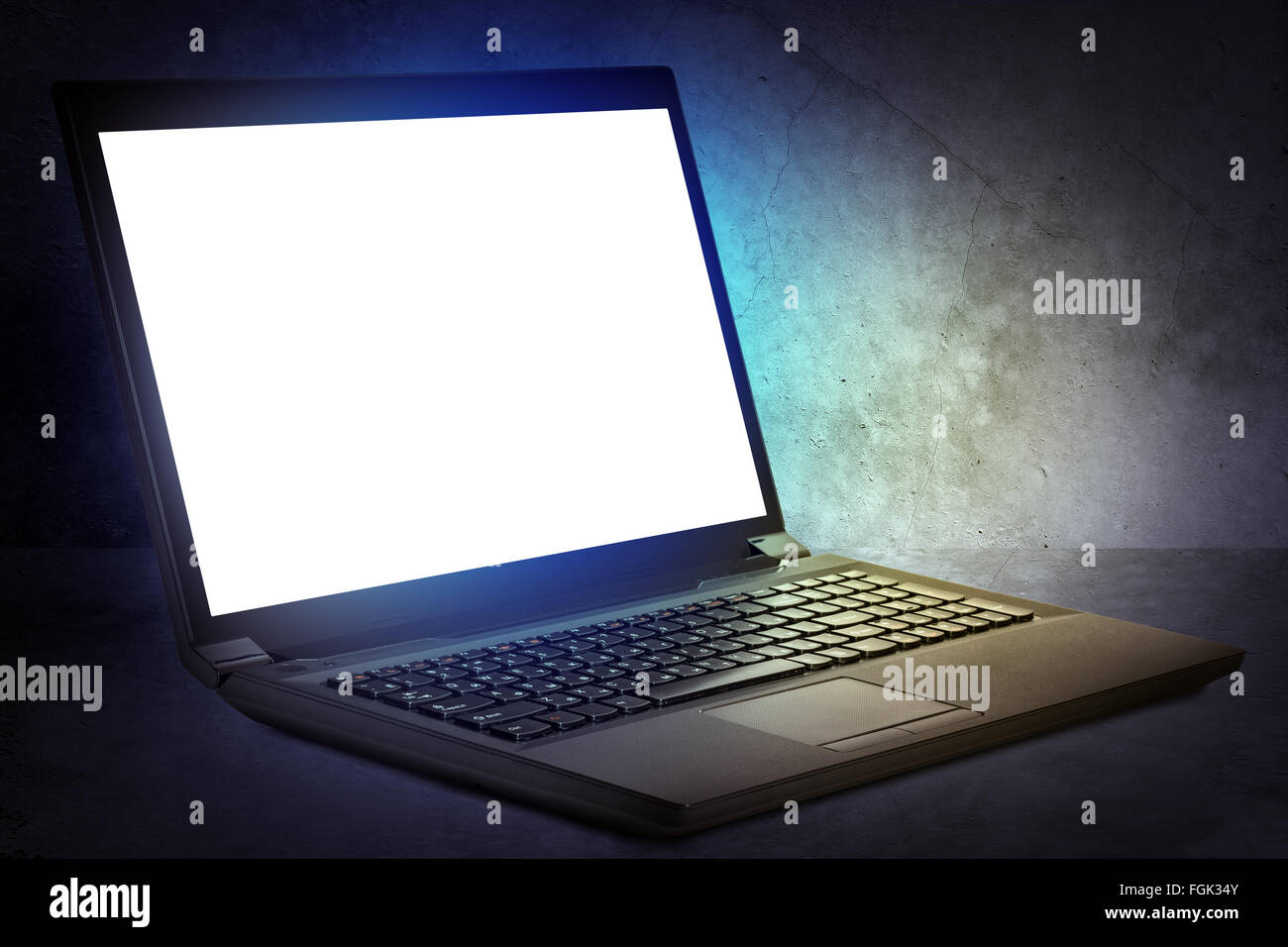 Open laptop with blank screen Stock Photo - Alamy