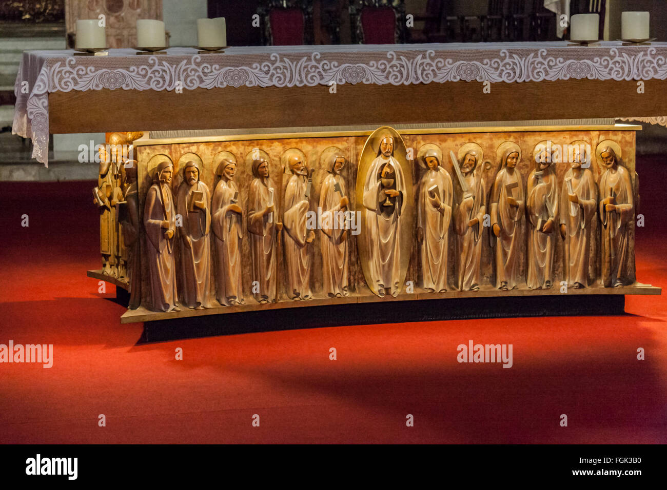Wood Table Jesus and Apostles Montevideo Cathedral Uruguay Stock Photo ...