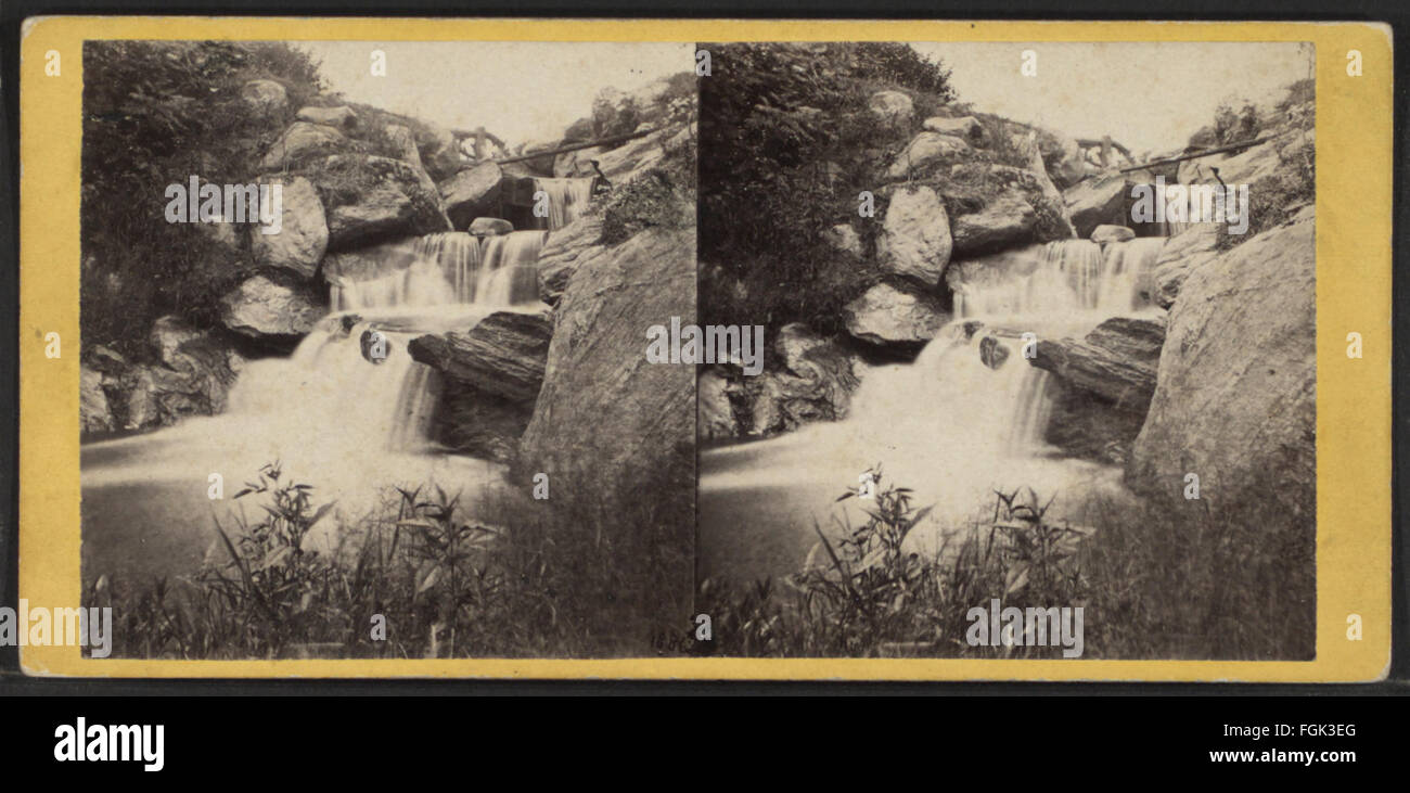 This image features a scenic view of cascading waterfalls in a ravine ...
