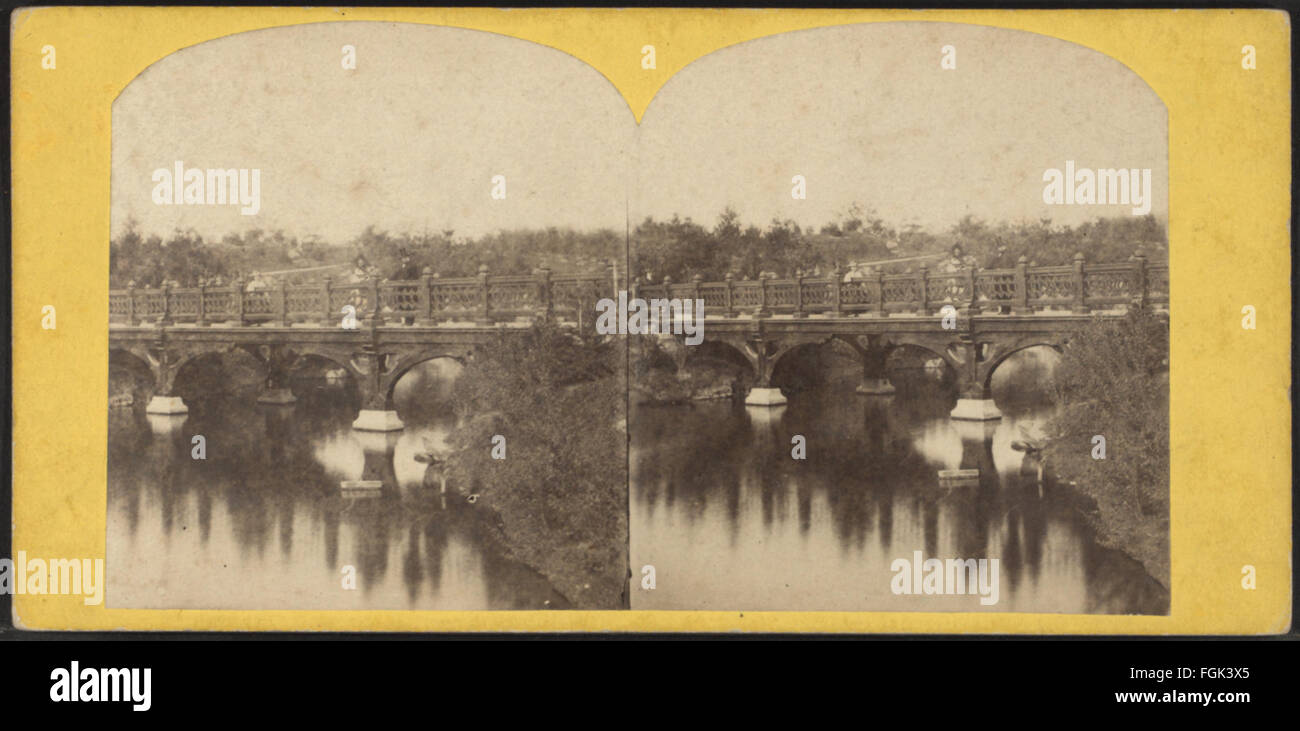 This photograph shows Oak Bridge in Central Park, New York ...