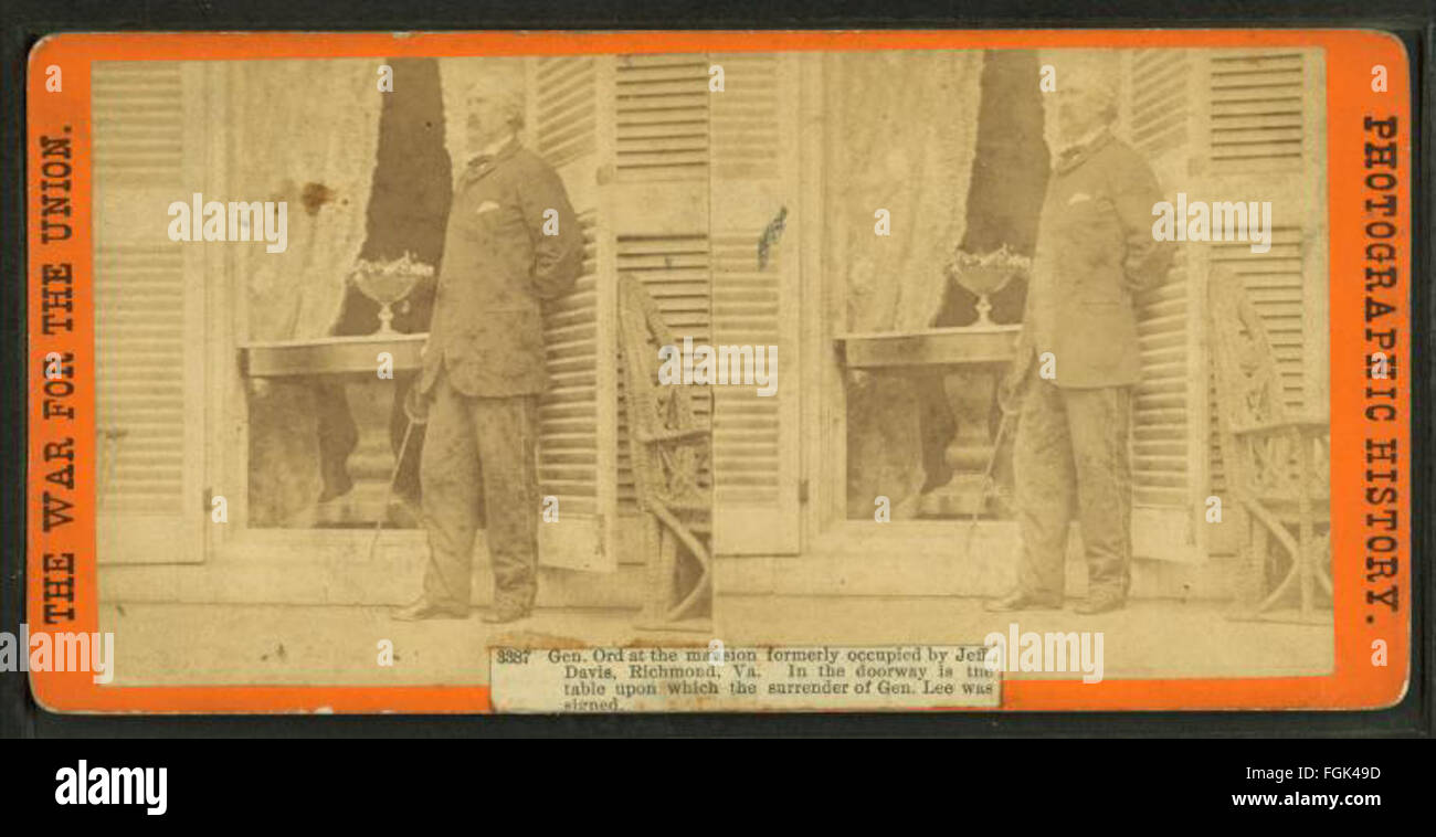 This photograph by Mathew B. Brady shows Colonel Ord at the mansion ...