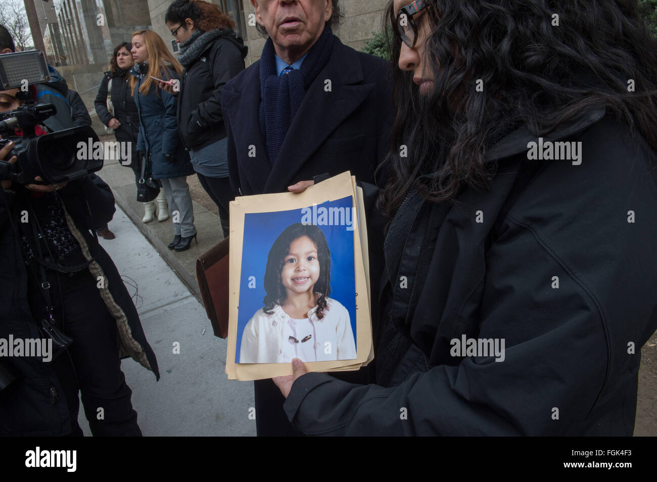 New York, NY, USA. 19th Feb, 2016. SOFIA RUSSO holds a photo of her ...