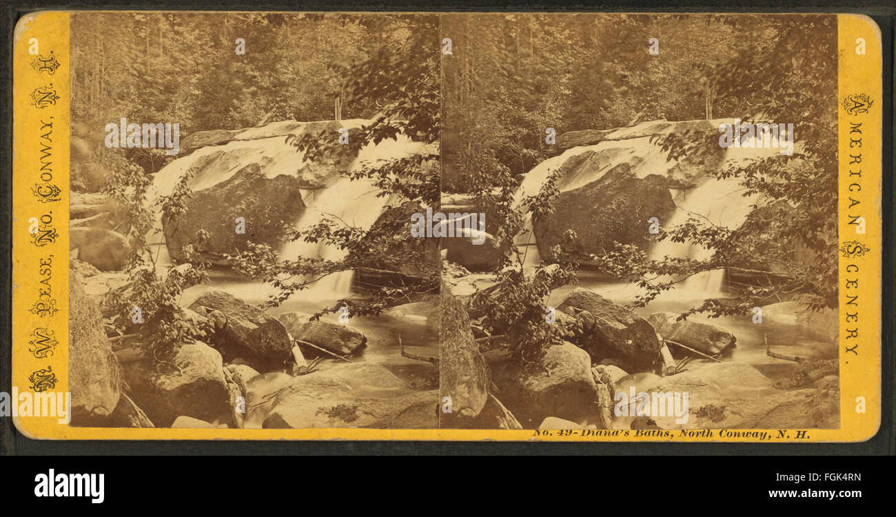 A photograph by Nathan W. Pease showing Diana's Baths in North Conway ...