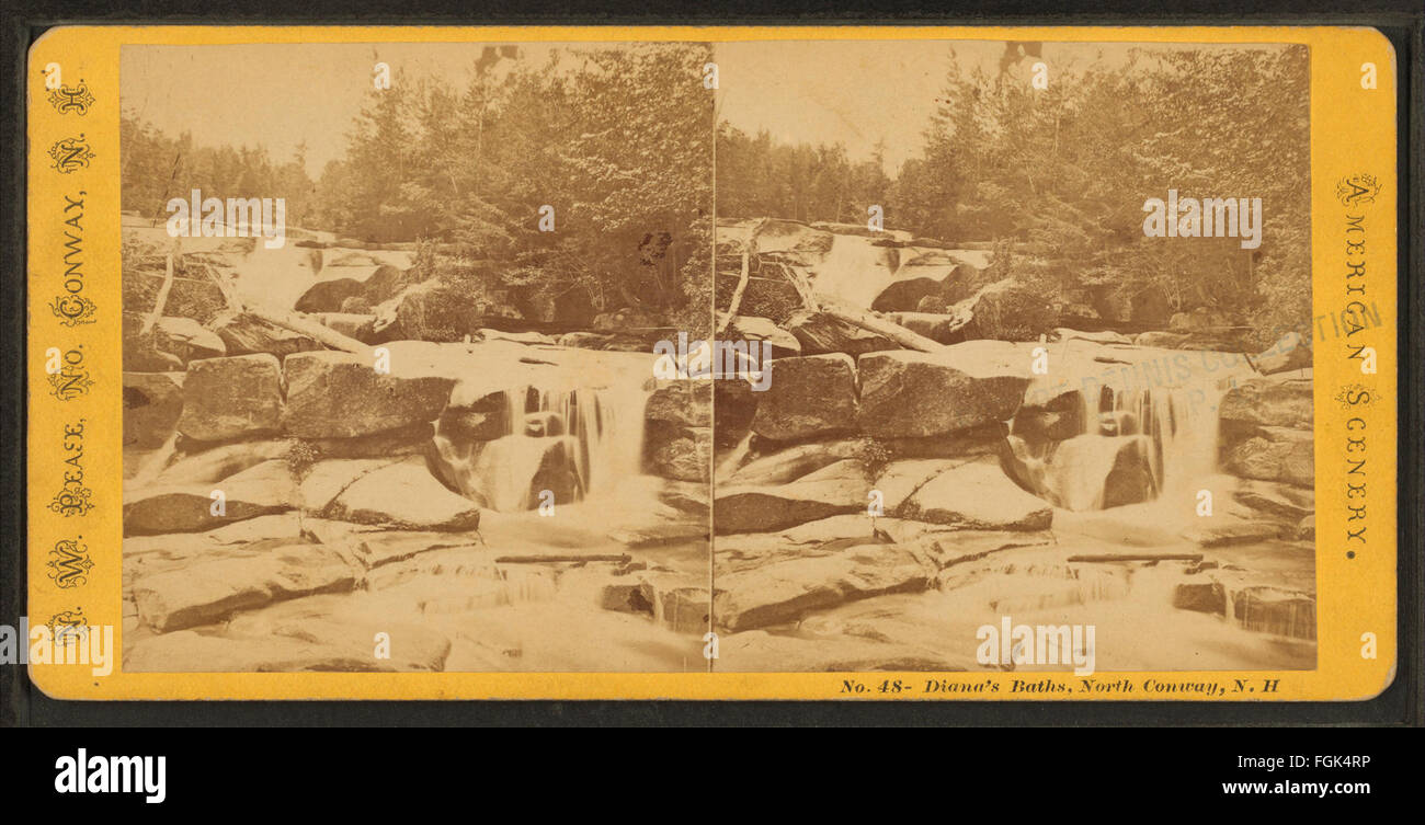 A photograph by Nathan W. Pease showing Diana's Baths in North Conway ...
