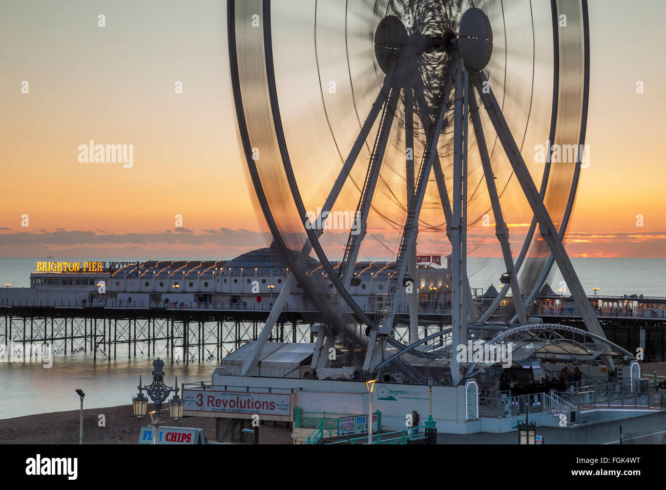 Winter sunset on Brighton seafront, East Sussex, England Stock Photo ...