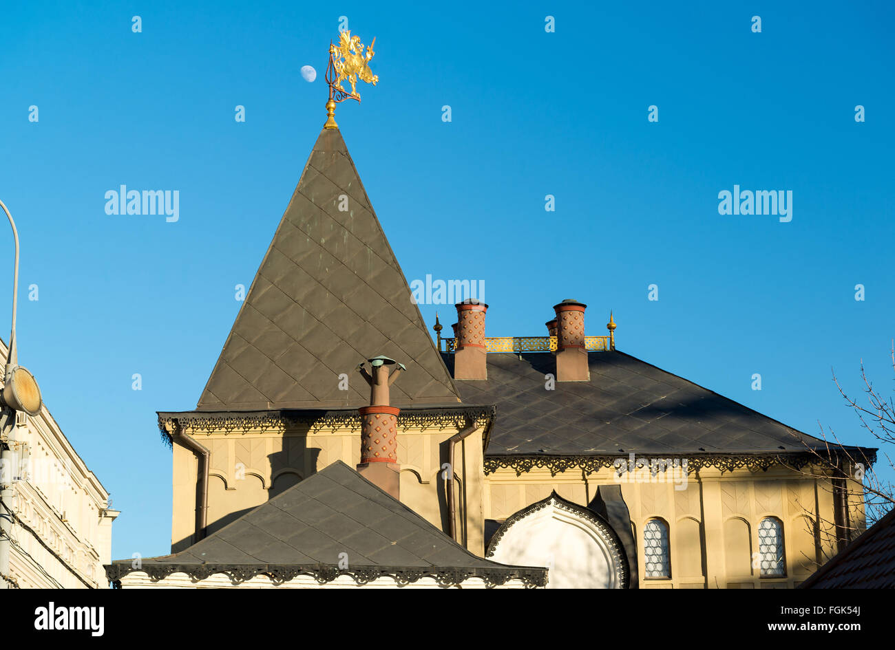 Moscow, roof Romanov Chambers in Varvarka street, Russia. Sight Stock ...