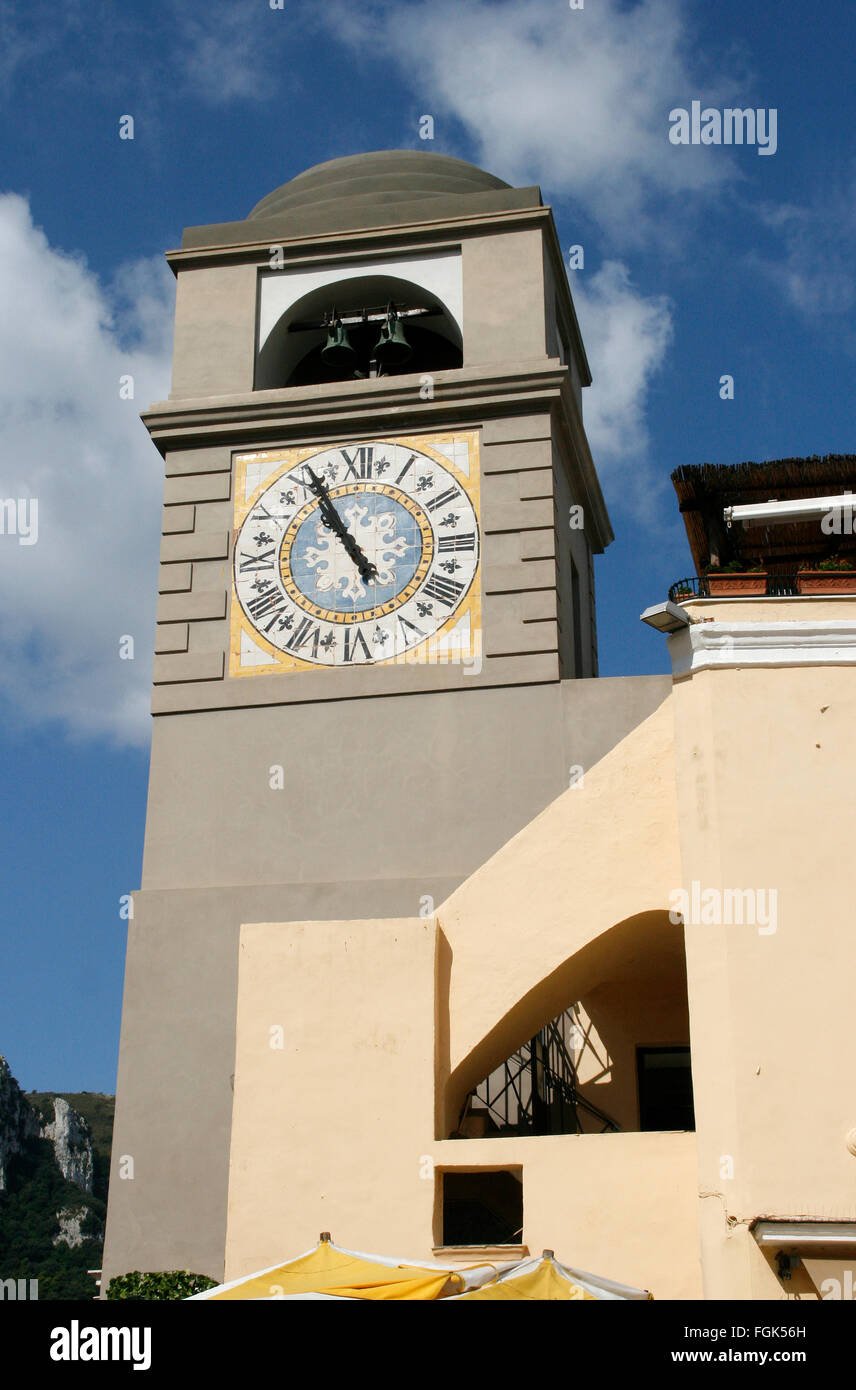 antique tower clock in Capri Island, Italy Stock Photo - Alamy