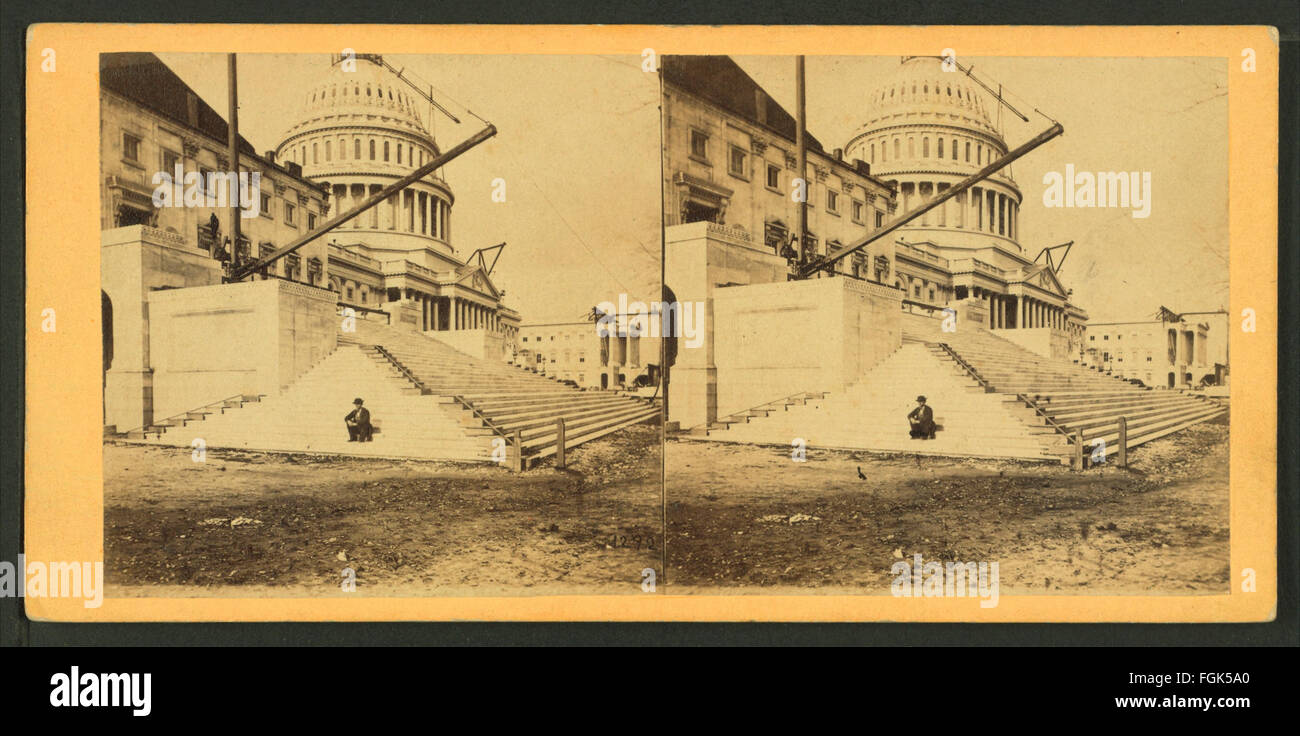 Photograph showing the east front of the Capitol building, with a view ...