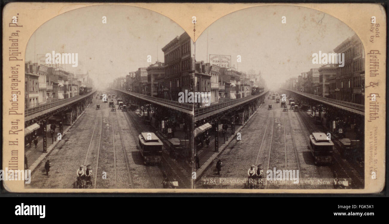 A photograph by William Herman Rau showing the elevated railroad on the ...