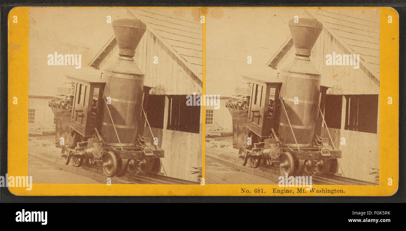 A photograph by Kilburn Brothers of the engine on the Mount Washington ...