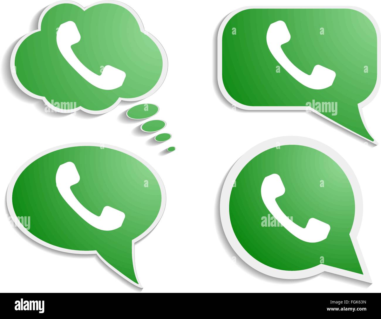 green think bubble phone icon, free line phone isolated on white Stock ...