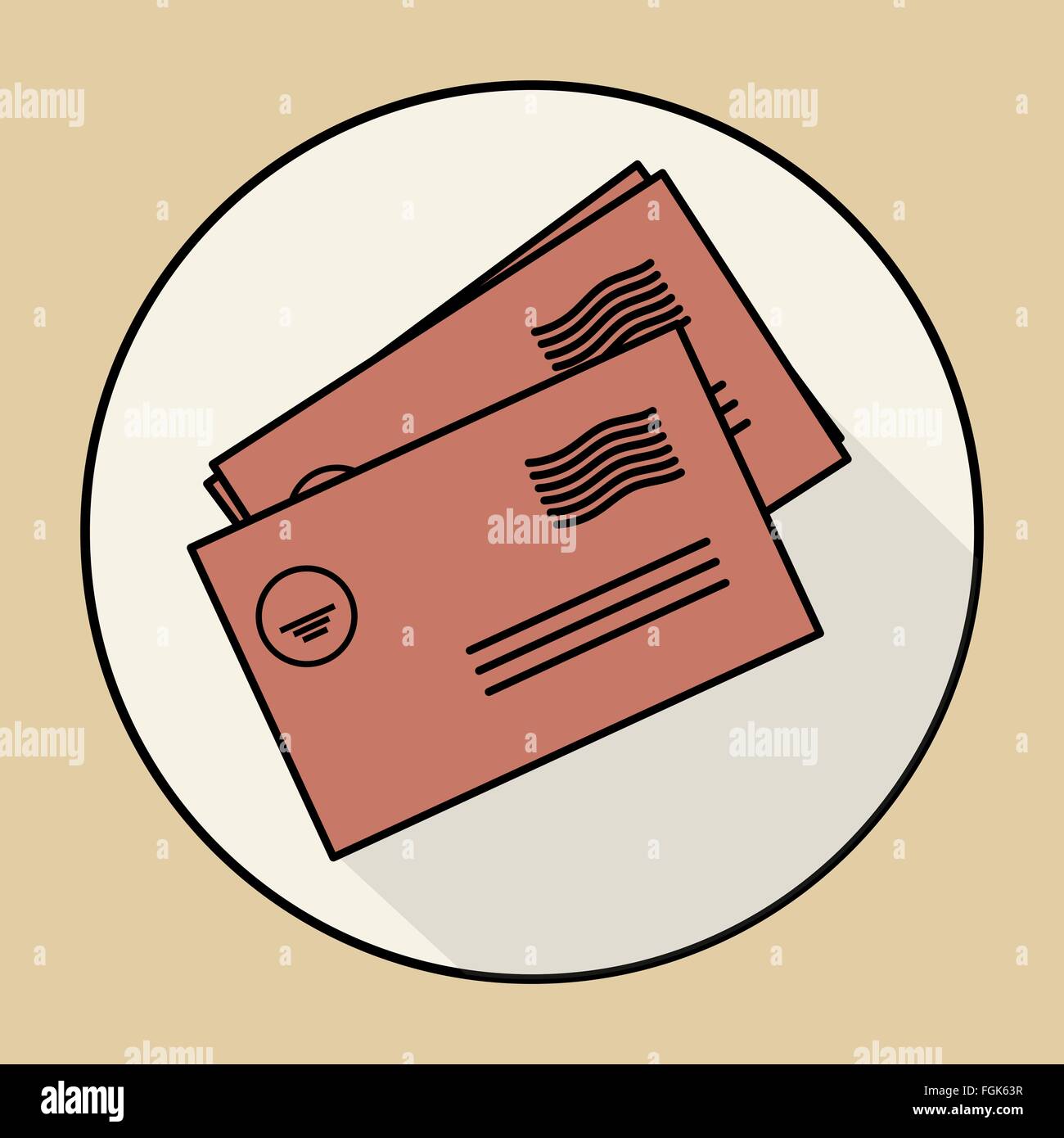 Envelope vintage mail icon, vector illustration. Flat design style ...