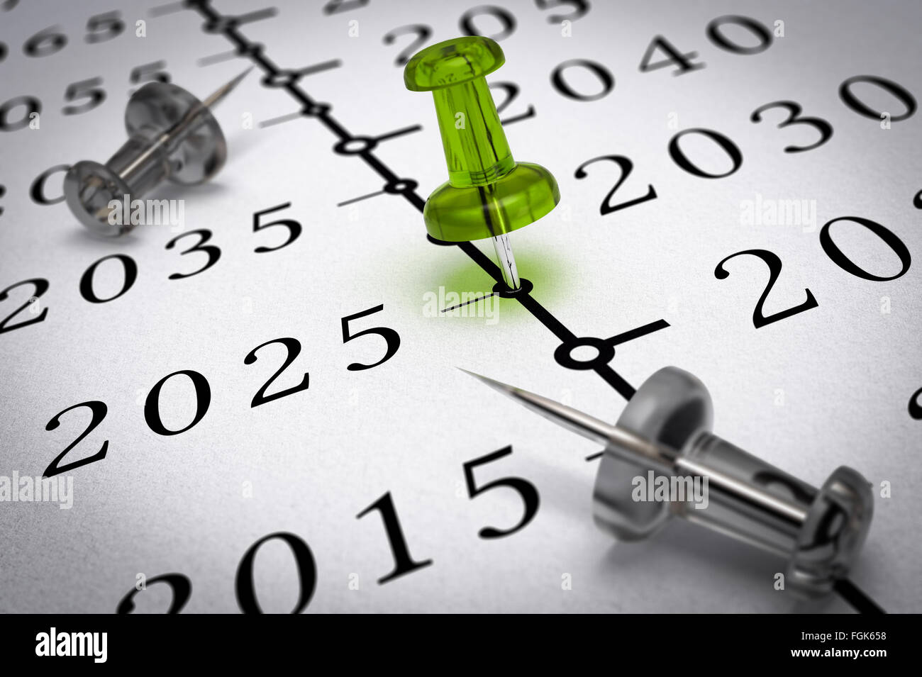 Year 2025 written on a paper with a green pushpin, concept image for ...
