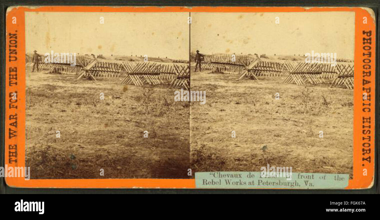 A photograph showing chevaux de frise (defensive obstacles) placed in ...