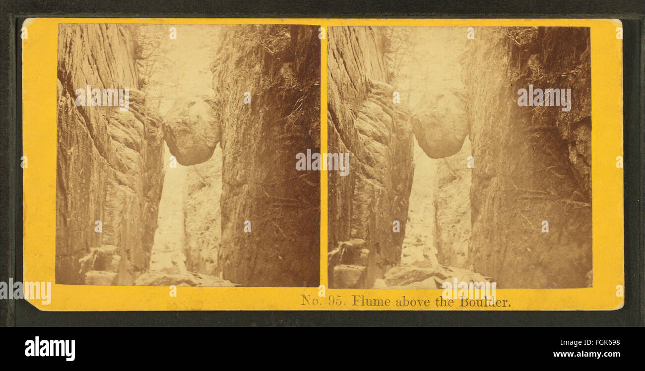 A photograph by Kilburn Brothers depicting a natural flume above a ...