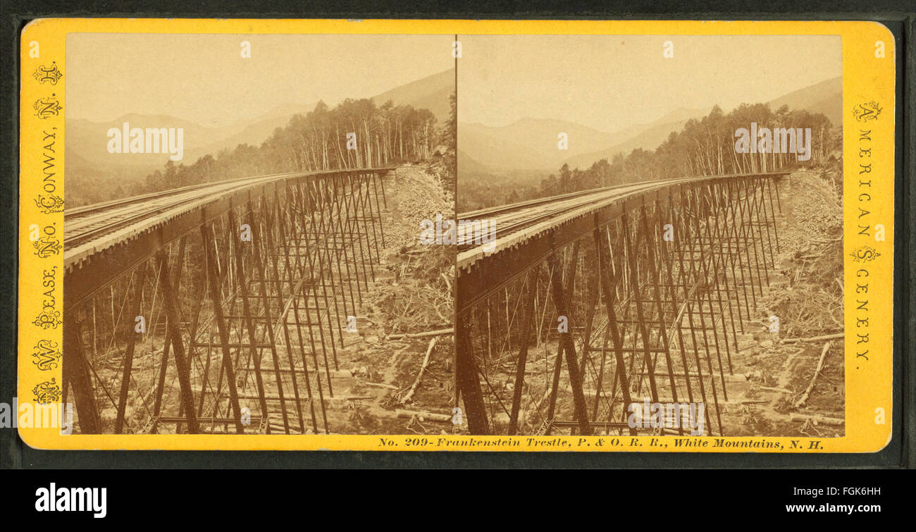 A photograph by Nathan W. Pease showing the Frankenstein Trestle of the ...