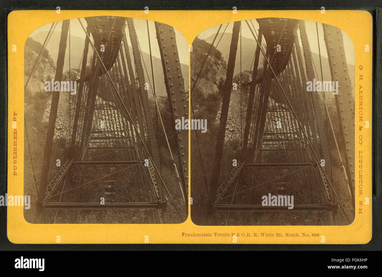 A photograph of Frankenstein Trestle, located in the White Mountains ...