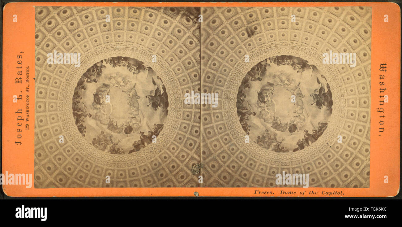 A photograph by Joseph L. Bates showing the fresco on the dome of the ...