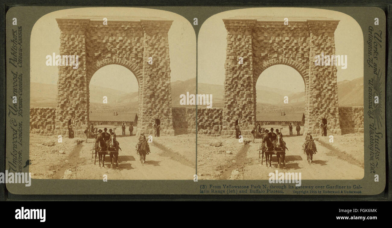 A photograph from Yellowstone Park, showing a view through its northern ...