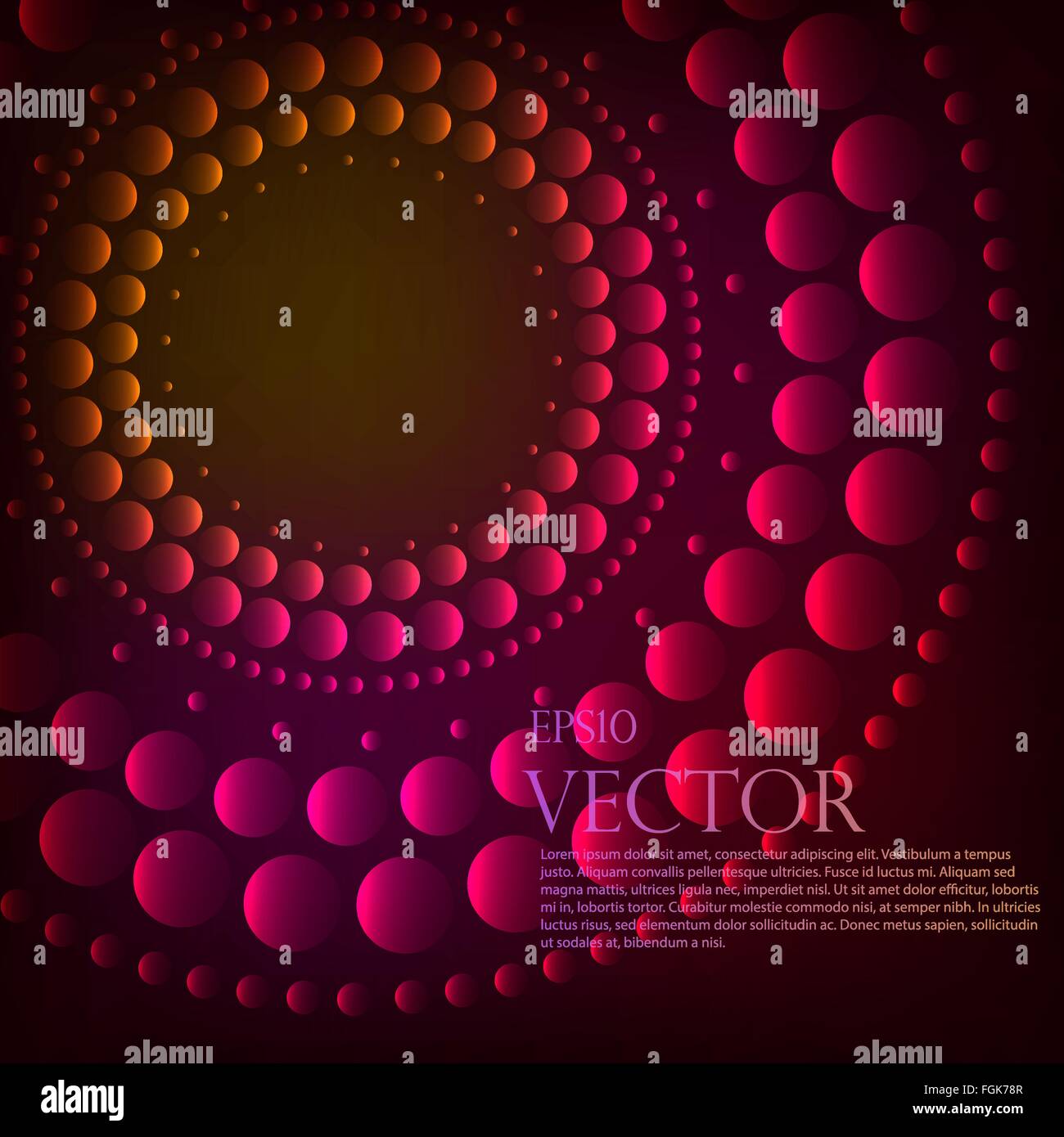 Abstract pattern of graduated turquoise shiny dots or circles going ...