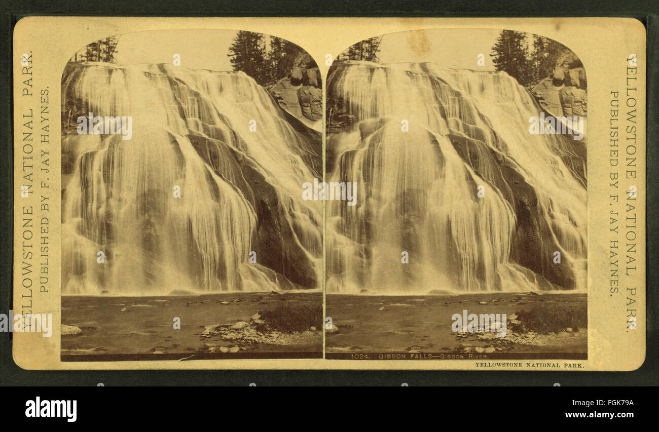 A photograph of Gibbon Falls on the Gibbon River in Yellowstone ...