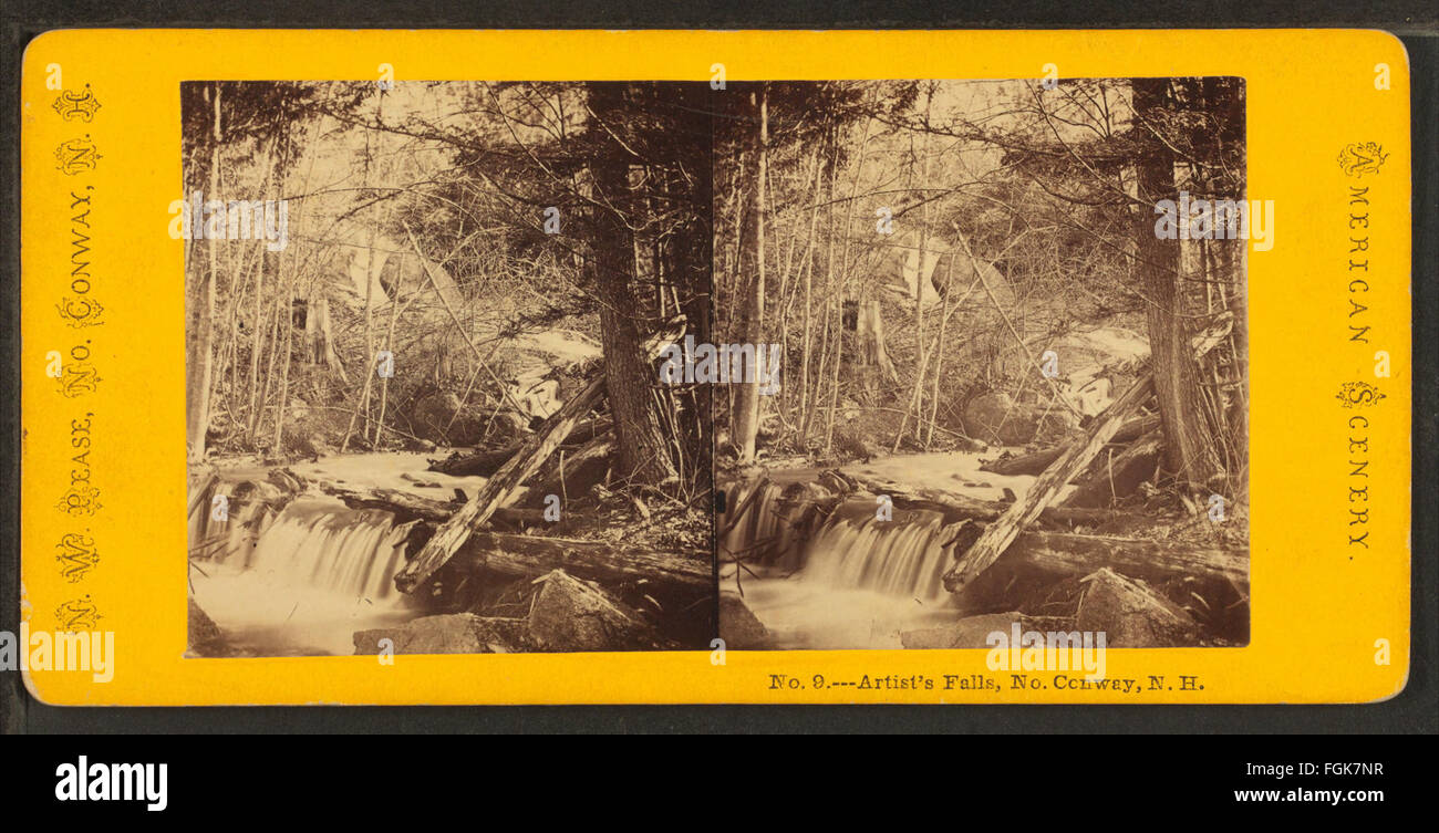 A photograph by Nathan W. Pease showing Artist's Falls in Conway, New ...
