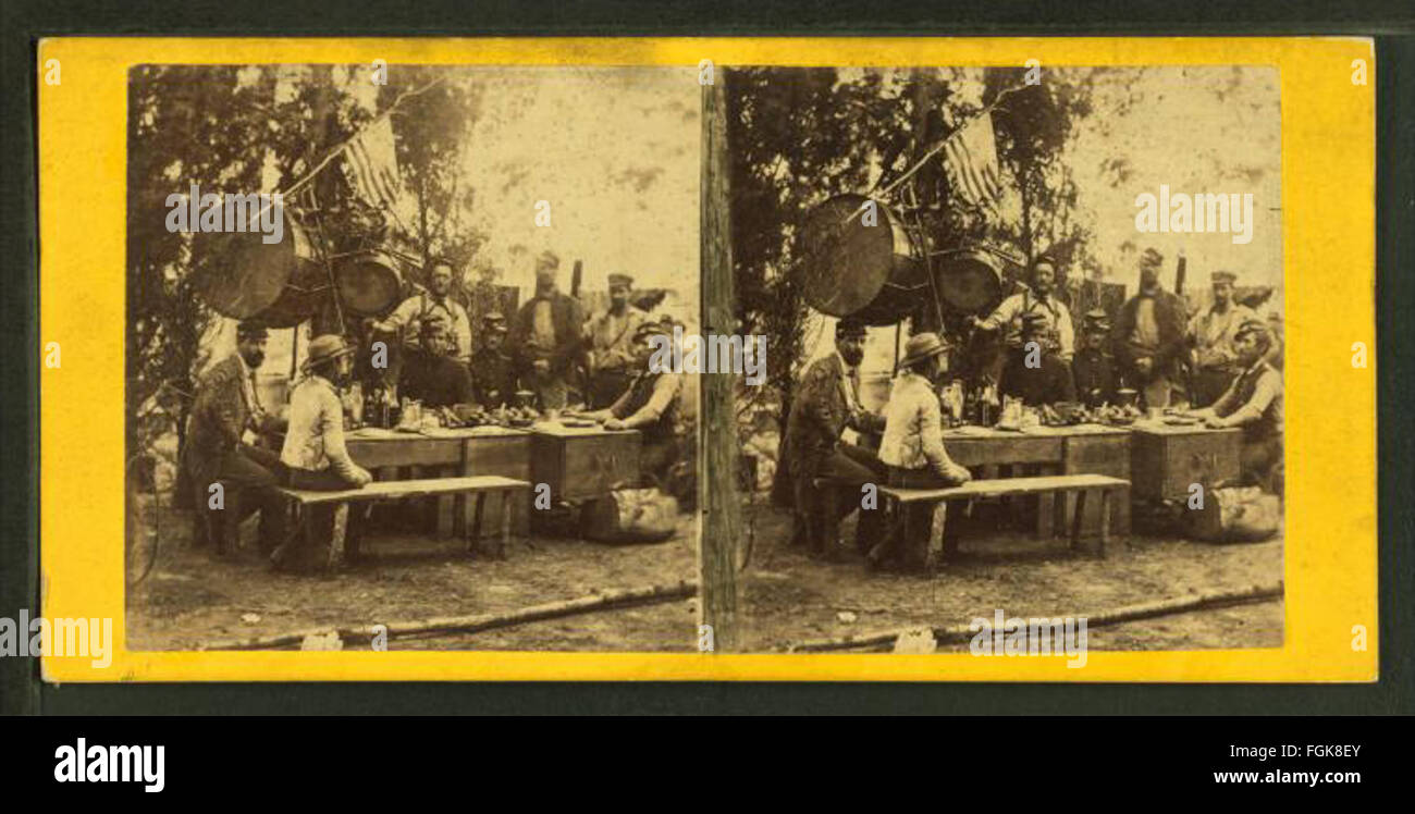 Improvised dinner table in the field, by T. C. Roche Stock Photo - Alamy